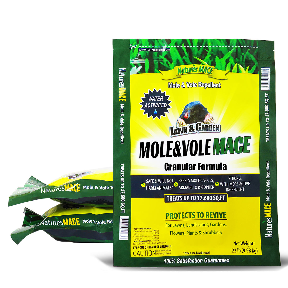 Mole & Vole MACE Granular 22lb mole repellent 3 Pack